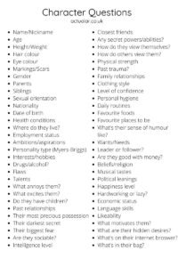 Character Building Checklist - Creative Writing Resources - Actual Ar